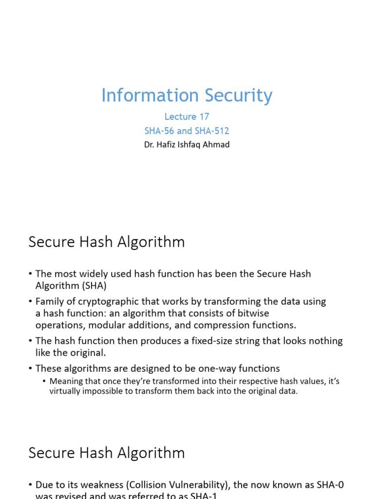 Lect 17 SHA 256 11122023 021605pm | PDF | Computer Security | Security