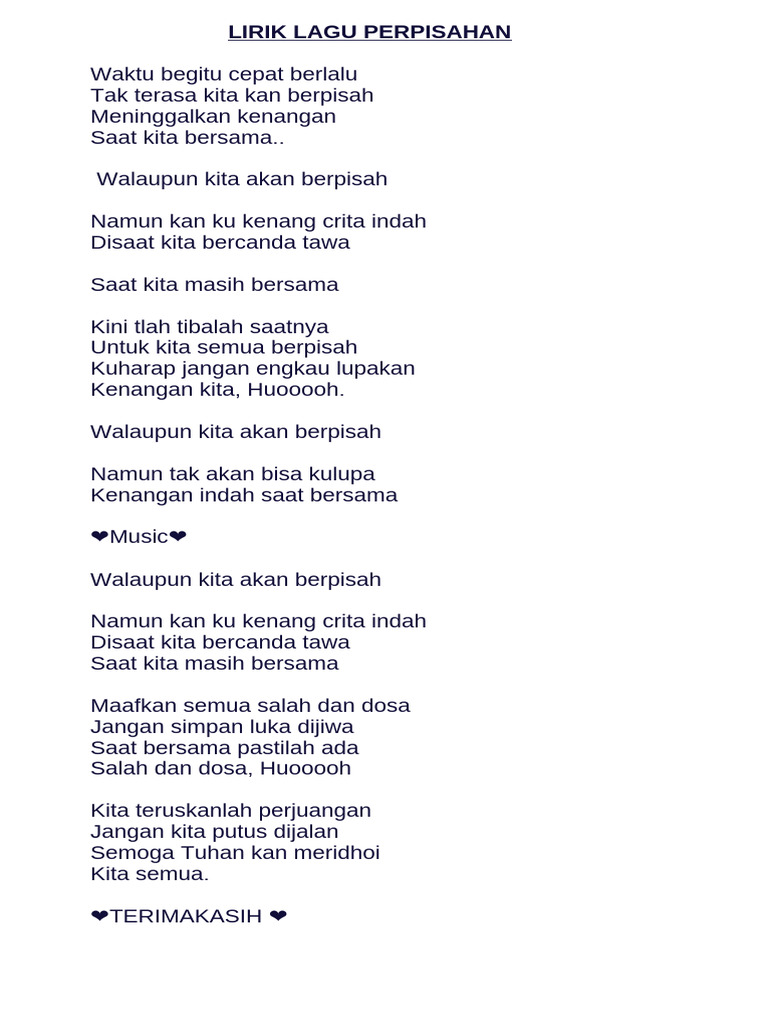 Lirik Lagu Perpisahan | PDF