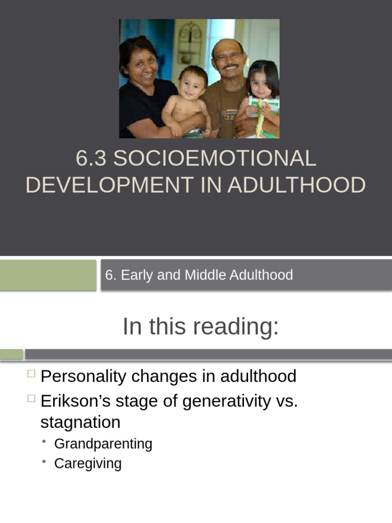 Socioemotional Development in Adulthood | PDF