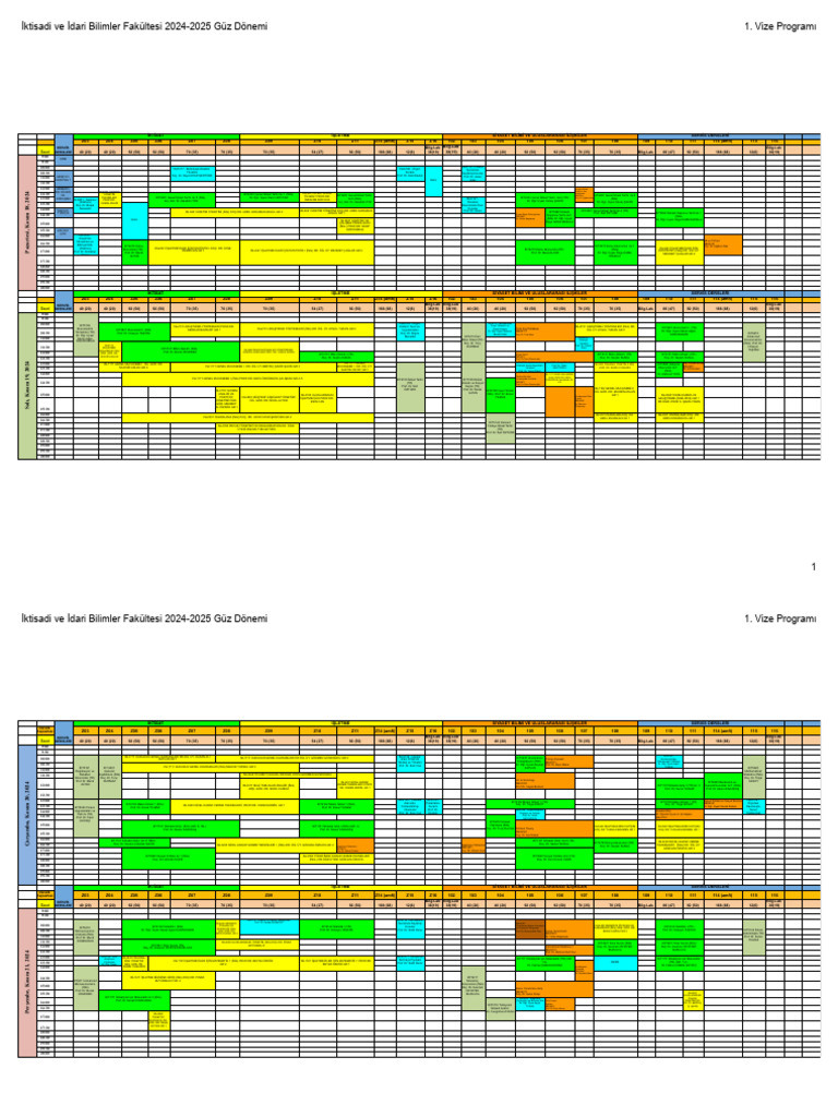 Iibf 24 25 Guz Sinav Programi 1. Vize - 4 | PDF
