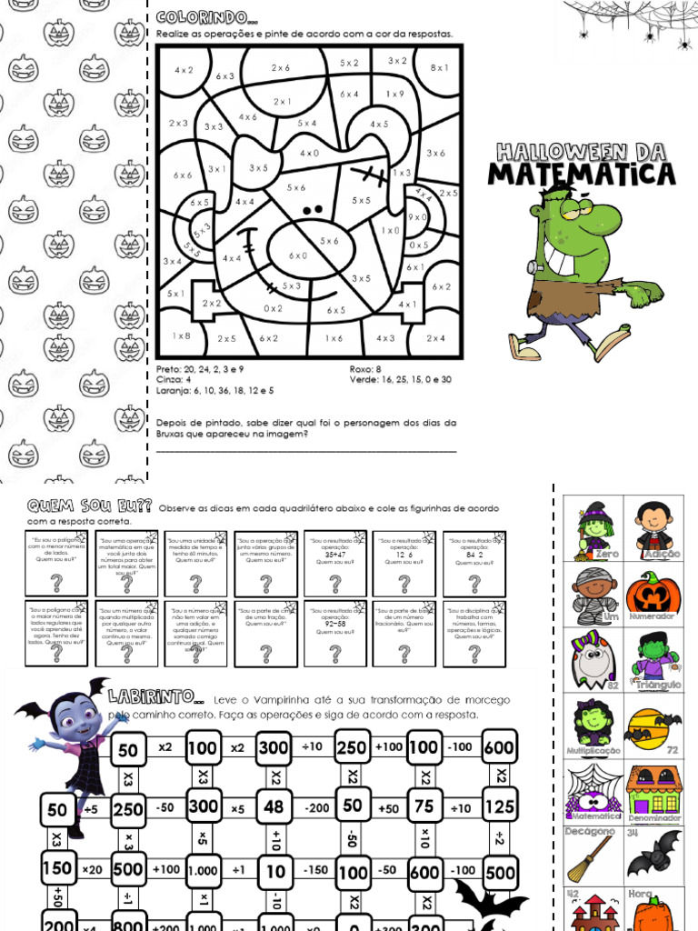 Matemática - Halloween - Atividade Recreativa | PDF | Matemática