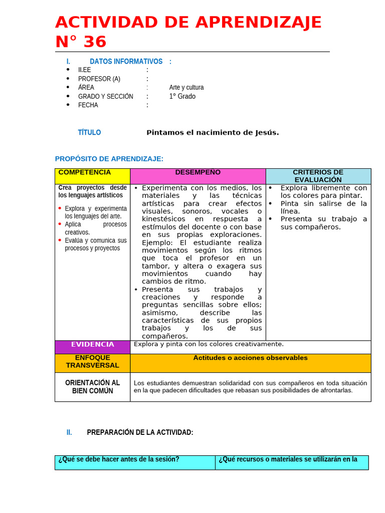 Sesión Pintamos El Nacimiento de Jesús. | PDF | Evaluación | Aprendizaje Sesión Pintamos El Nacimiento de Jesús. | PDF | Evaluación | Aprendizaje