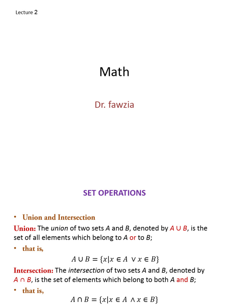 Lecture 2 A | PDF | Empty Set | Mathematical Concepts