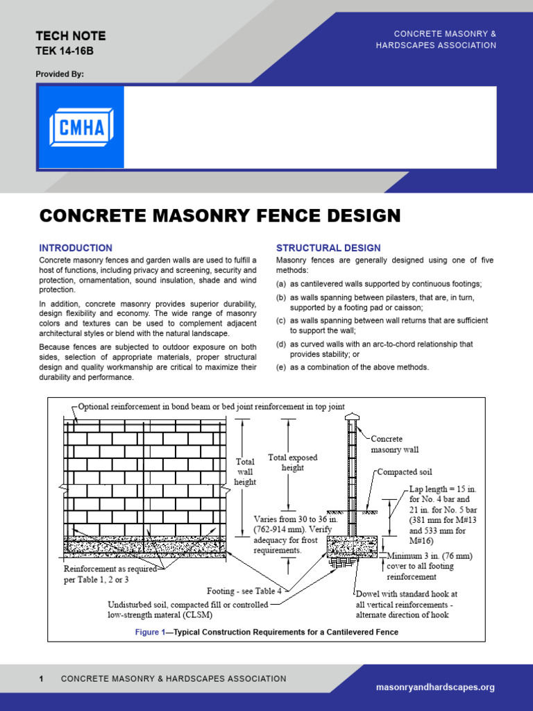 Concrete Masonry Fence Design Guide | PDF | Masonry | Concrete
