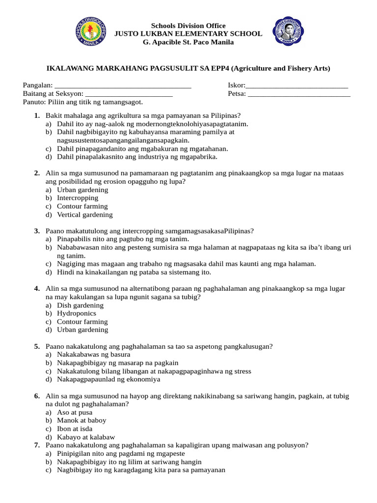 PT - g4 Matatag Epp-Afa 4 - q2 | PDF