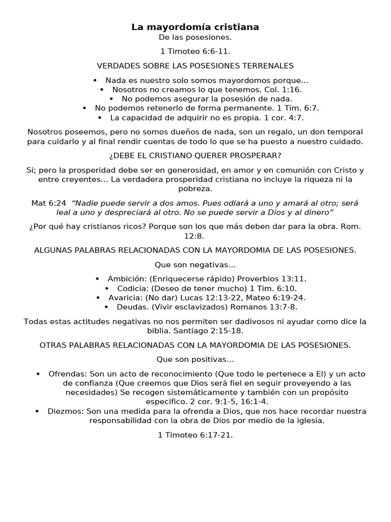 La Mayordomía Cristiana 4 | PDF | Teología | Creencia y doctrina cristiana