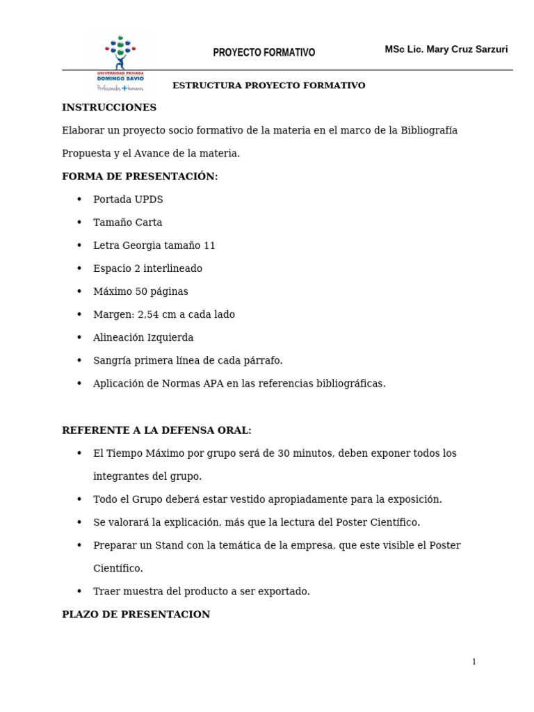 ESTRUCTURA PROYECTO FORMATIVO - Comex - DICIEMBRE | PDF | Business | Exportaciones