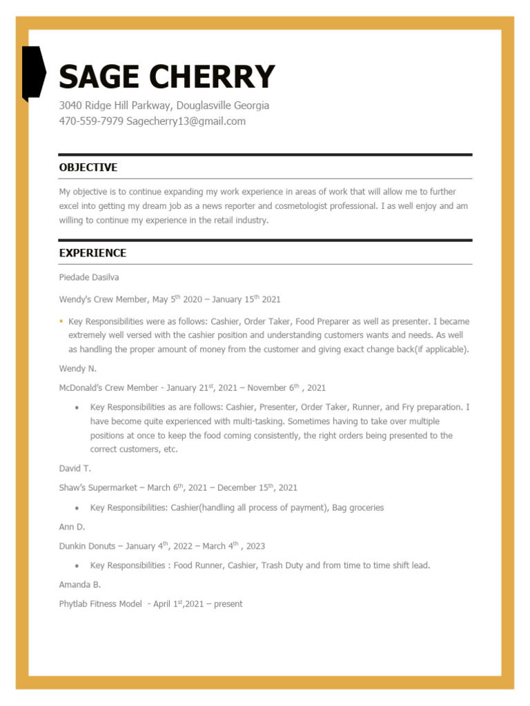 Sage Resume 2023 | PDF