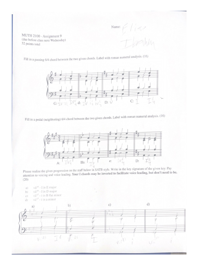 MUTH 2100 - Assignment 9 | PDF