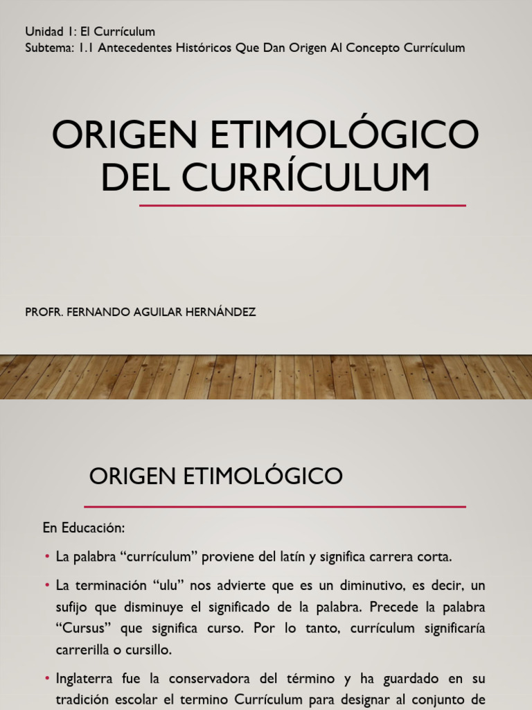 Origen Etimológico del Currículum Educativo | PDF | Plan de estudios ...