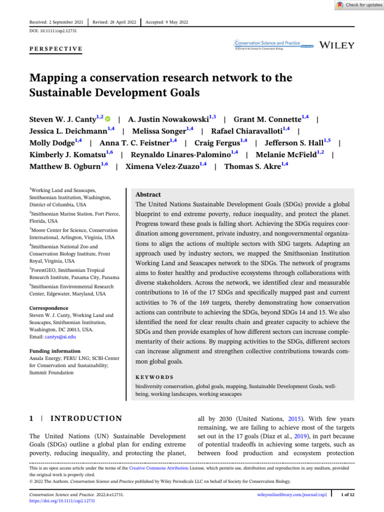 Canty Et Al Conservat Sci and Prac - 2022 - Mapping A Conservation ...