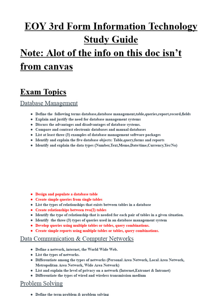 Information Technology Study Guide | PDF | Computer Network ...