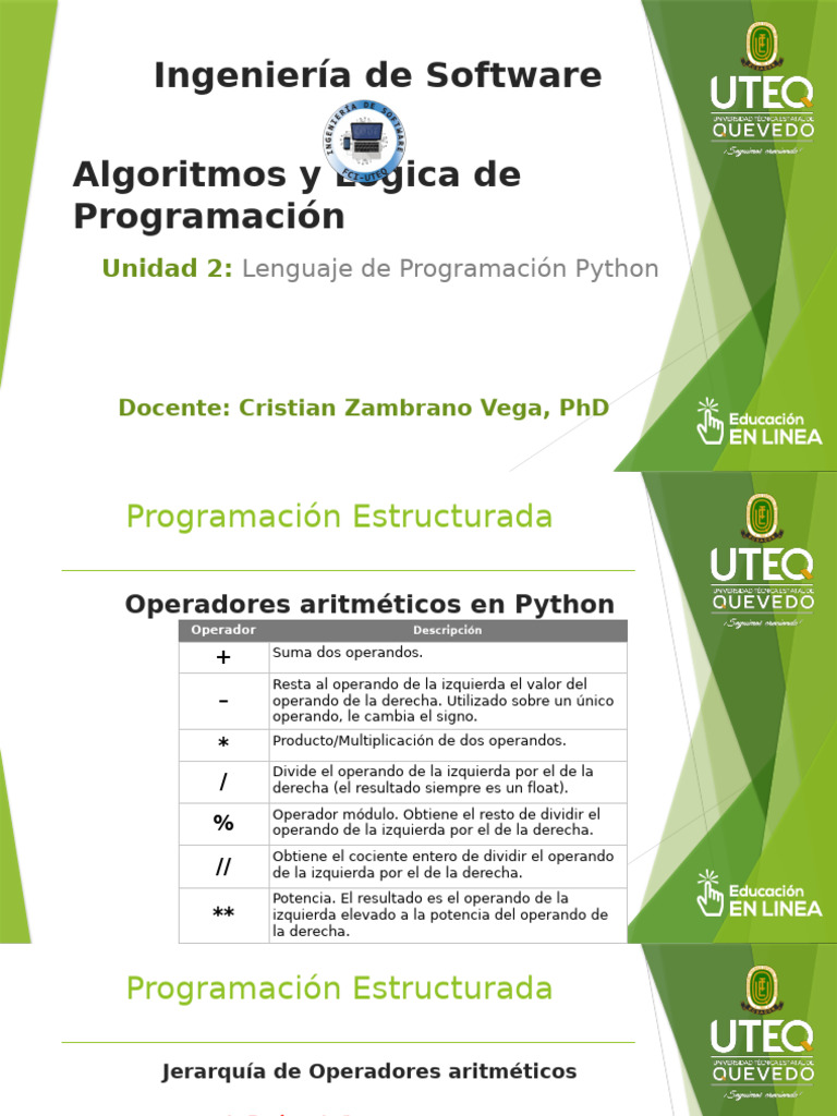 Operadores | PDF | División (Matemáticas) | Python (lenguaje de ...