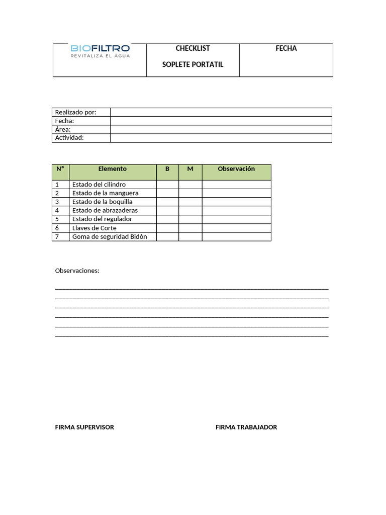 Lista de Chequeo Soplete A Gas | PDF
