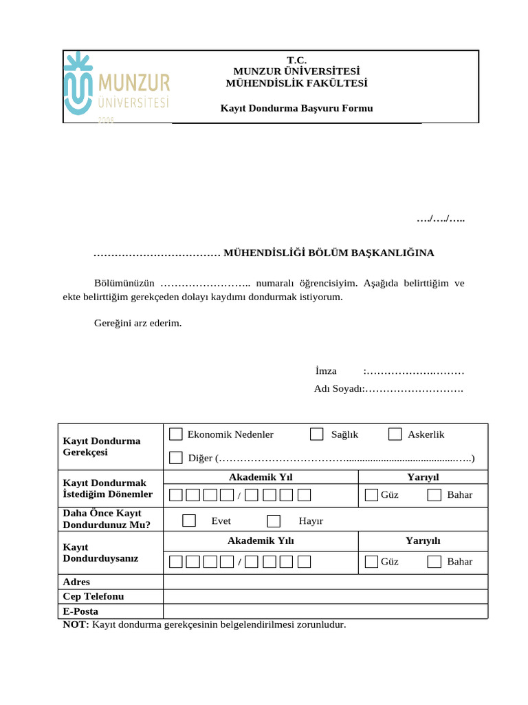 03 - Kayıt Dondurma Talep Formu | PDF