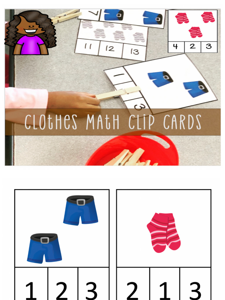 ClothesStudyMathClipCards 1 | PDF