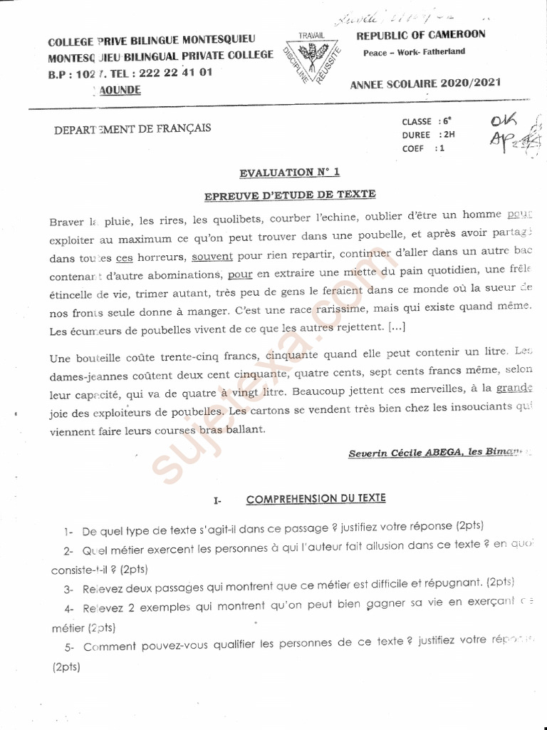 Épreuve D'étude de Texte | PDF
