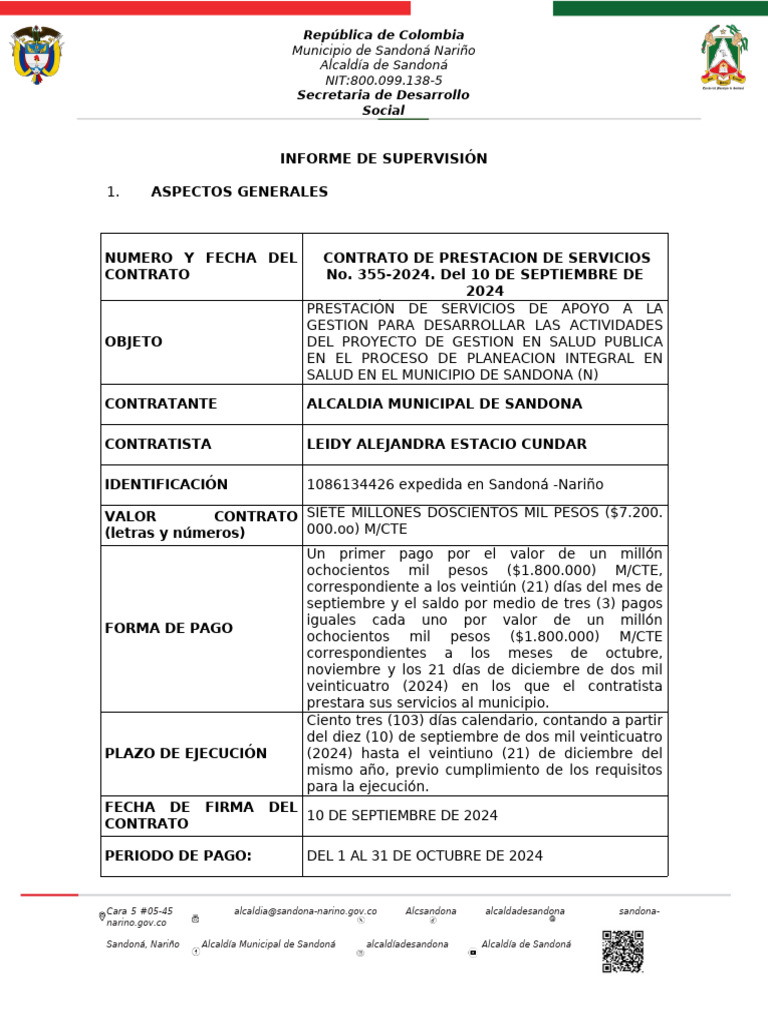 Informe de Supervisión LEIDY | PDF