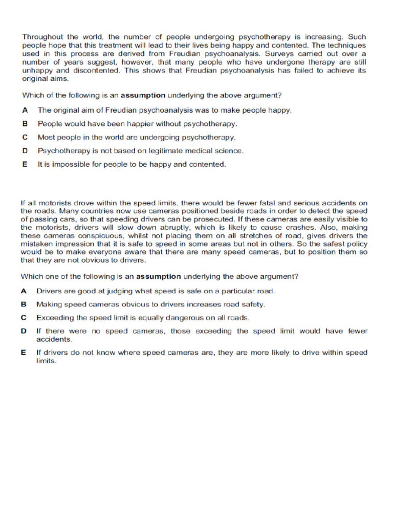 Assumptions Practice | PDF