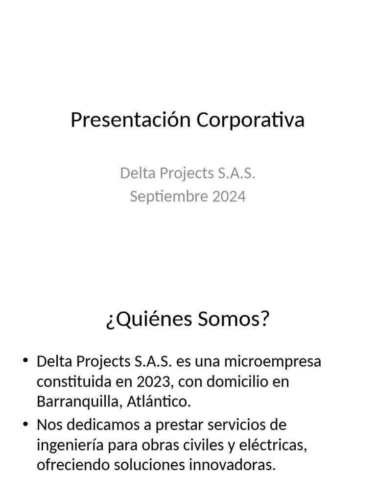 Presentacion Delta Projects | PDF