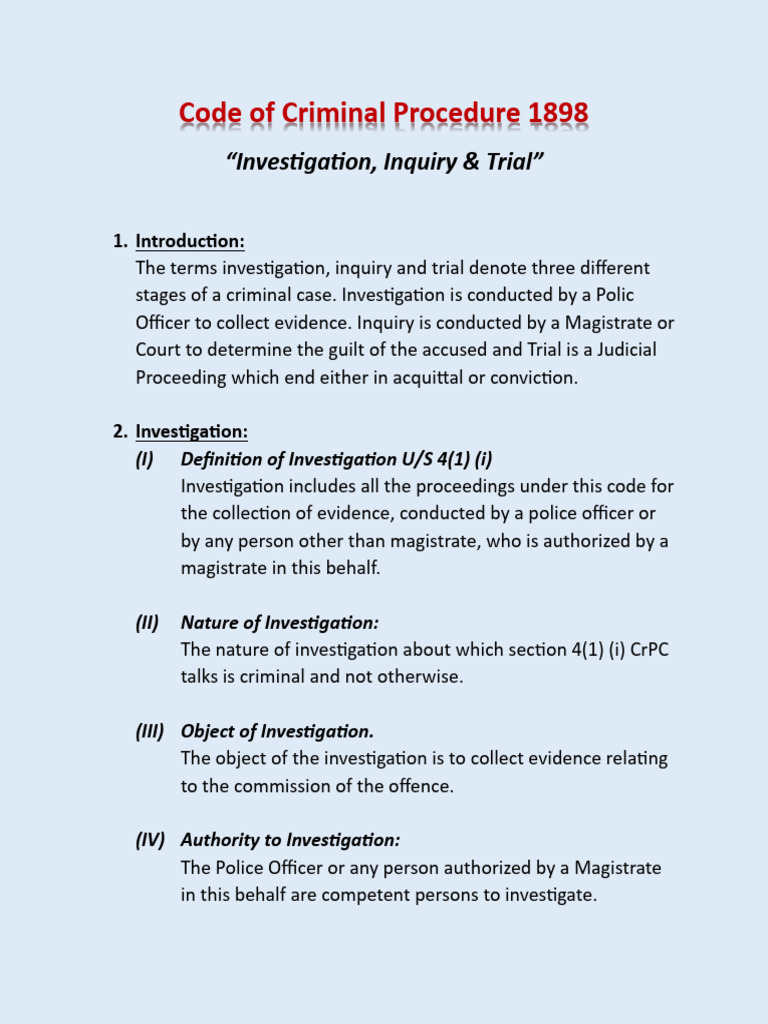 Investigation, Inquiry and Trial | PDF | Trials | Public Law