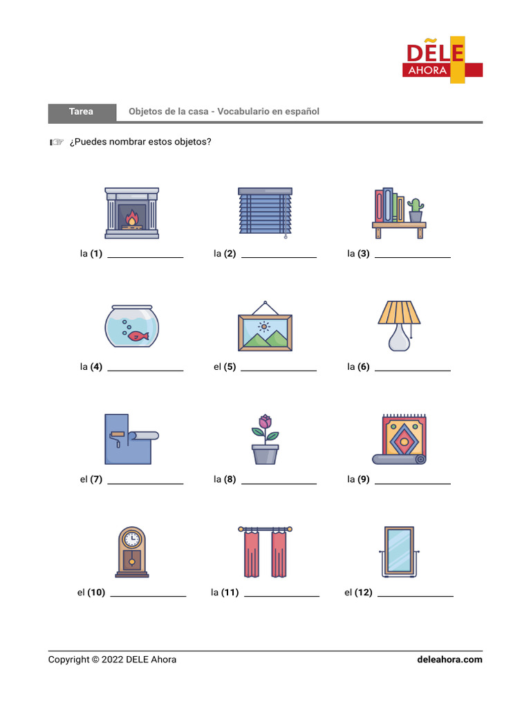 Objetos de La Casa Vocabulario en Espanol | PDF