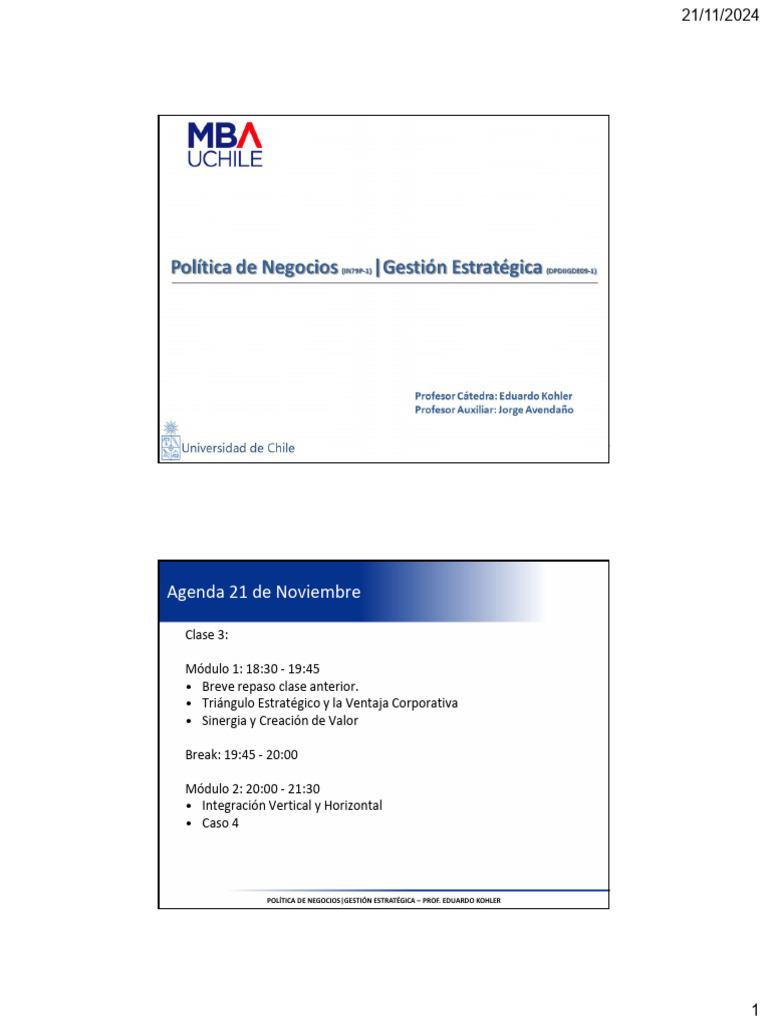 Clase 04 Jueves 21 de Noviembre de 2024 Presentaci N | PDF | Gestión estratégica | Business