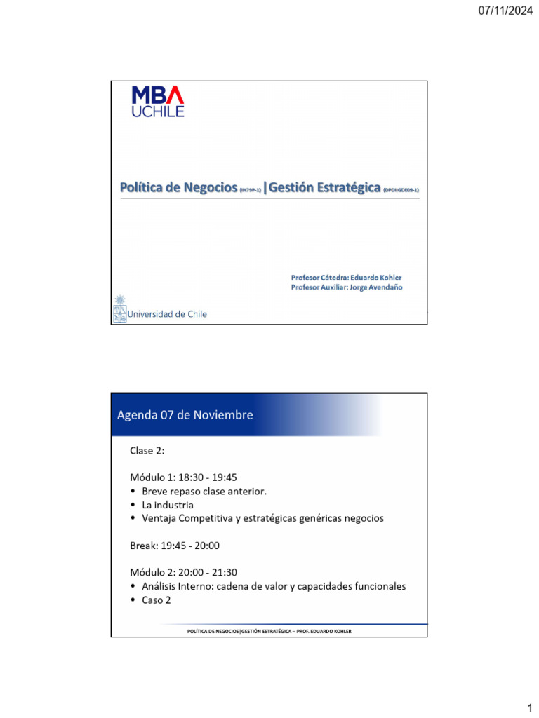 Clase 02 Jueves 07 de Noviembre de 2024 Presentaci N | PDF | Gestión estratégica | Economias