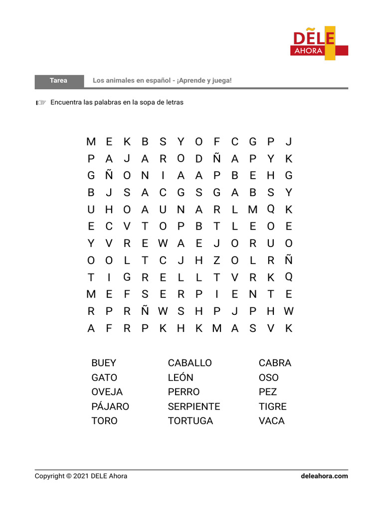Los Animales en Espanol Aprende y Juega | PDF