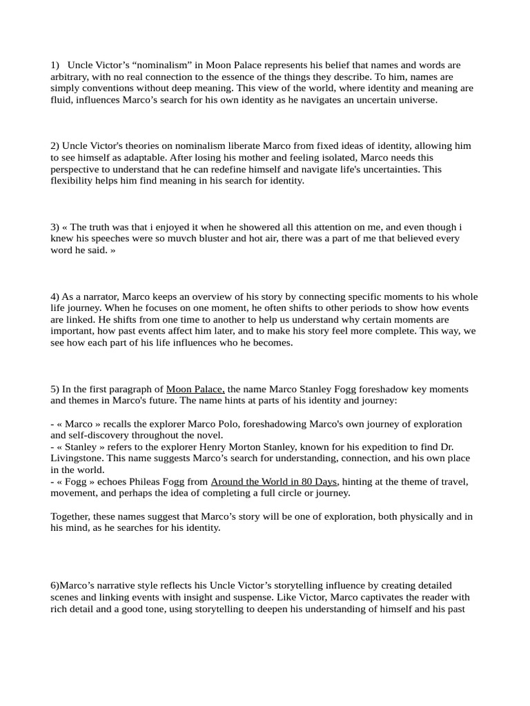 Moon Palace Chapter 1 Llcer | PDF