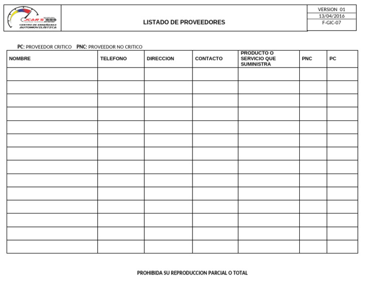 Listado de Proveedores 2016 | PDF