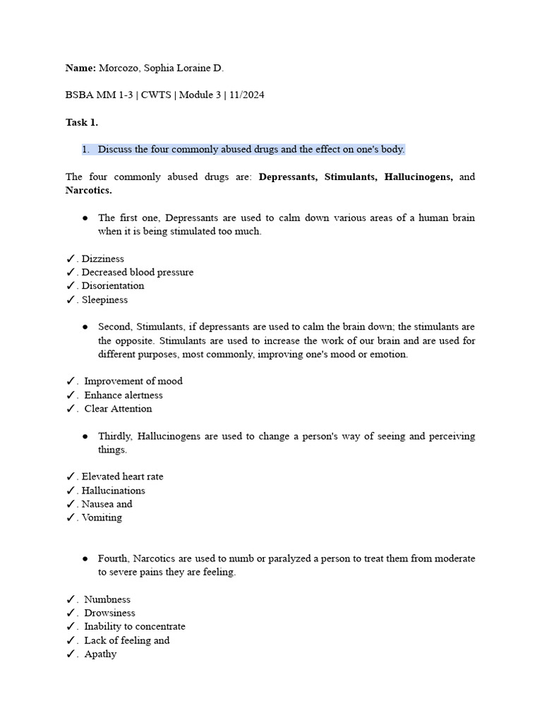 Module3 CWTS001 | PDF | Stimulant | Drugs