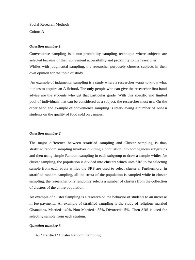 Social Research Methods: Sampling Techniques | PDF | Sampling ...