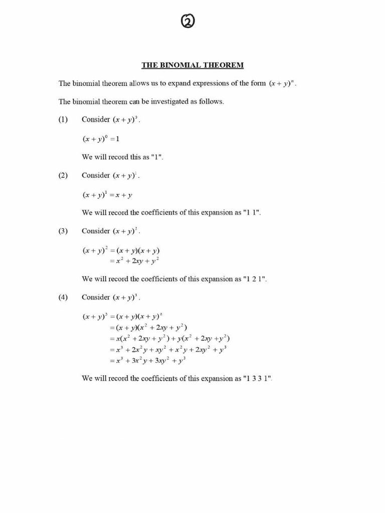 Binomial Expansion Supplementary Reading | PDF | Combinatorics | Number Theory