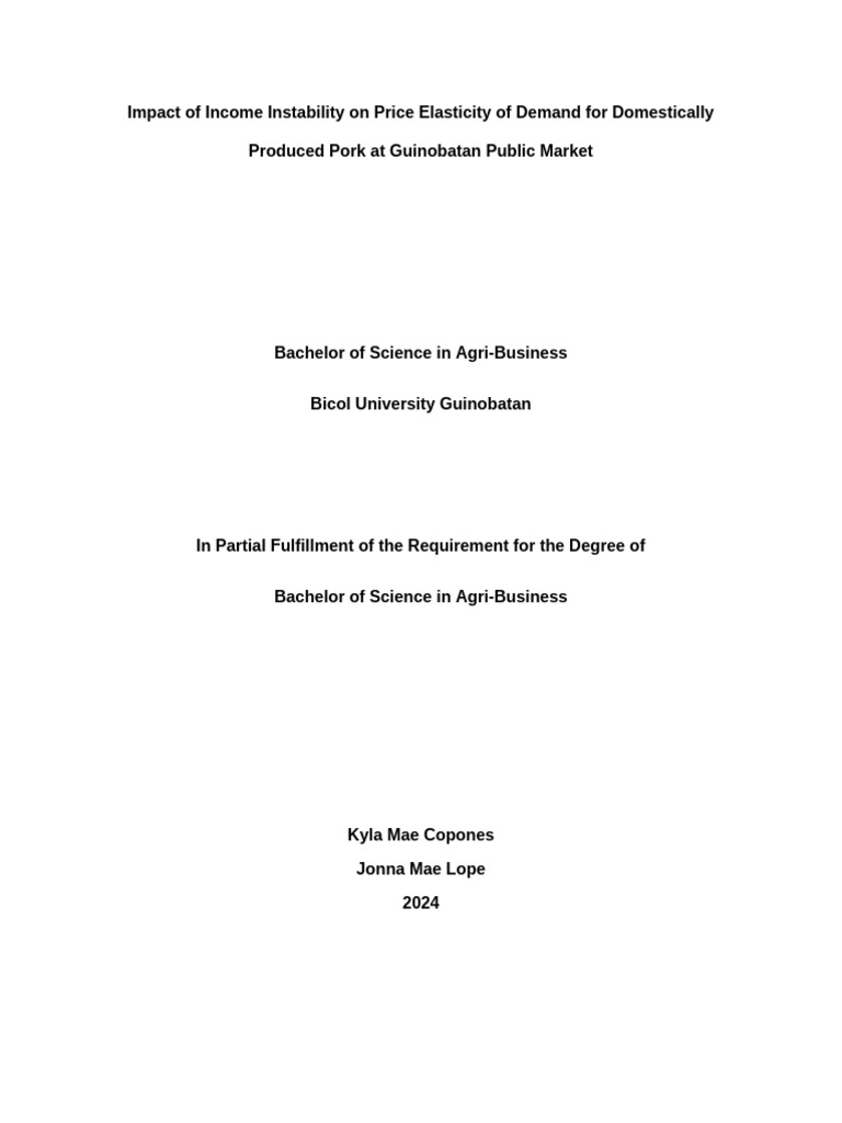 Income Instability & Pork Demand | PDF | Elasticity (Economics) | Demand