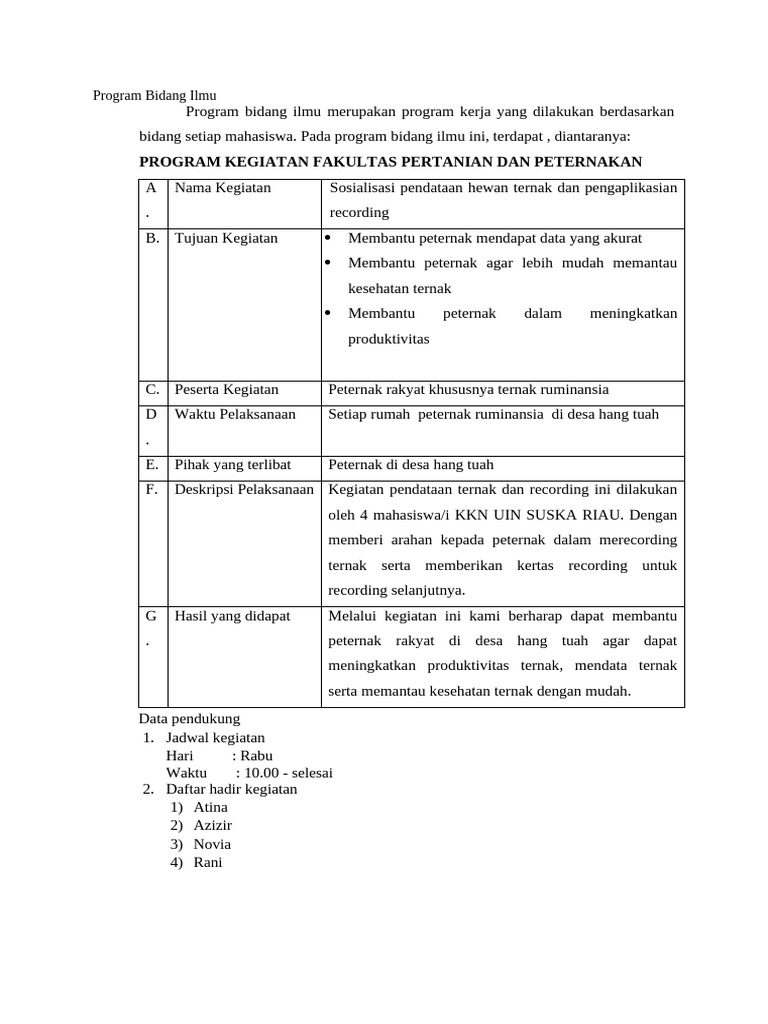 Contoh Proker Fakultas Rani.P | PDF
