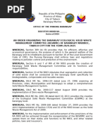 EXECUTIVE ORDER Barangay BESWMC | PDF | Waste Management | Municipal ...