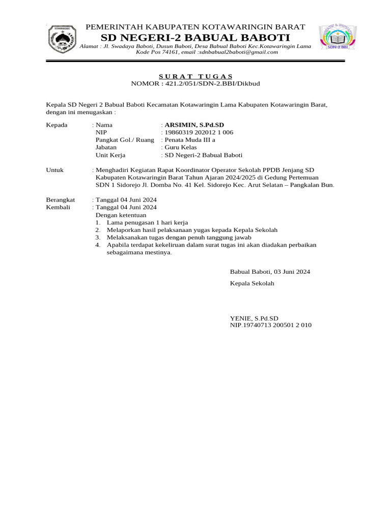 Surat Tugas Sosialisasi PPDB 4 Rangkap | PDF