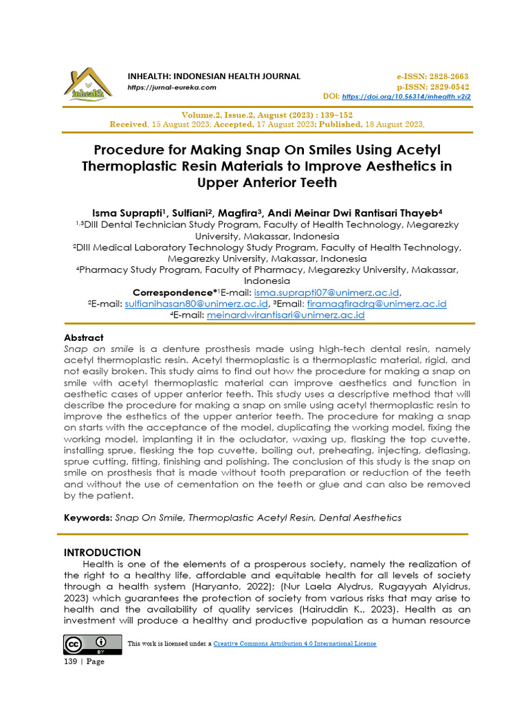 Procedure For Making Snap On Smiles Using Acetyl T | PDF | Dentures ...