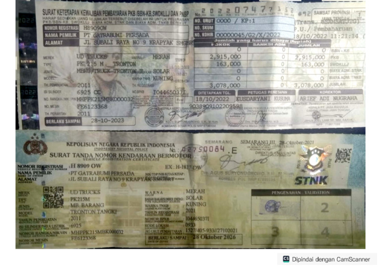 STNK H 8909 Ow | PDF