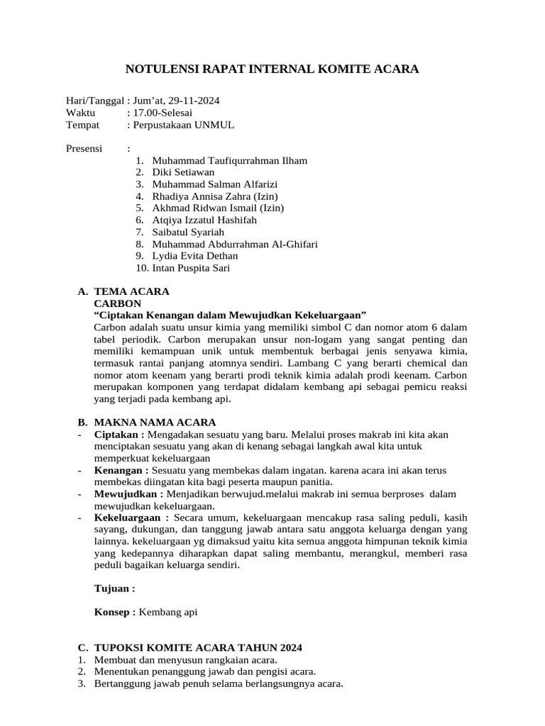 Notulensi Rapat 1 Rev | PDF