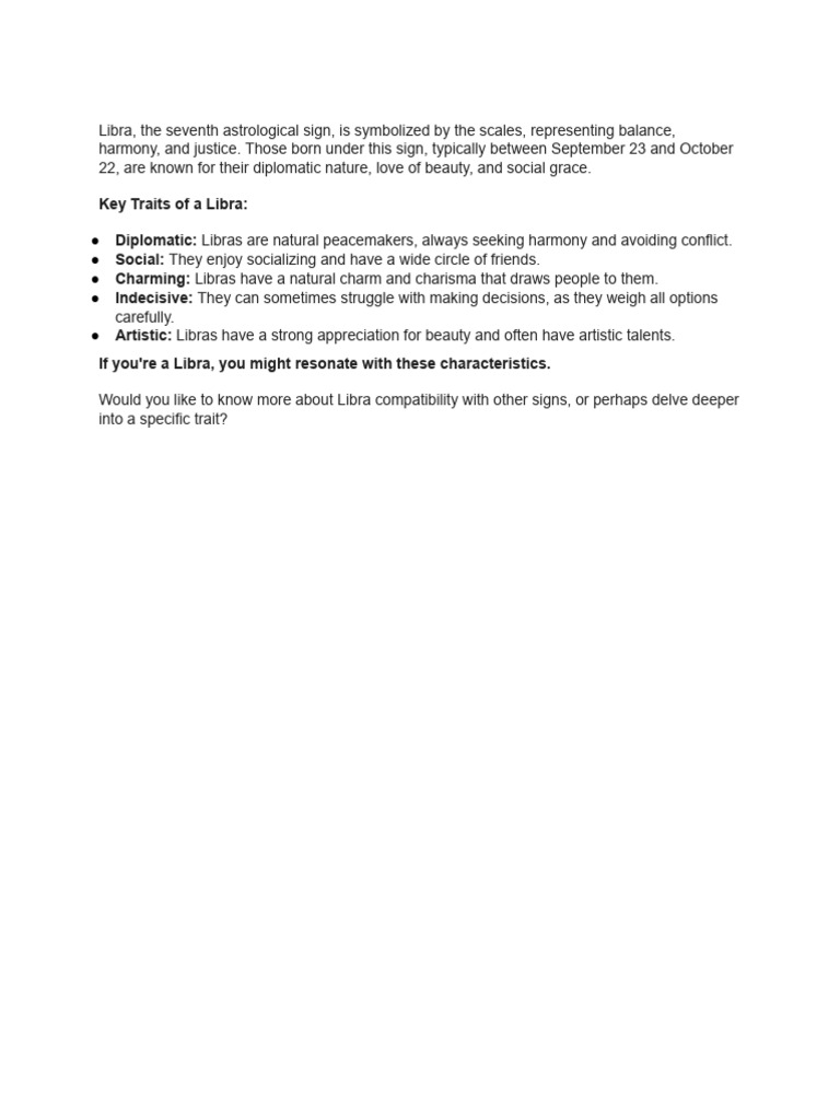 Key Traits of Libra Personalities | PDF