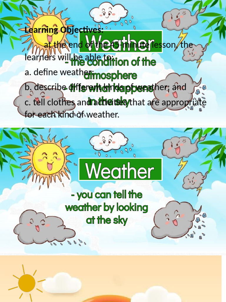 Science - Lesson No.2 - Kinds of Weather Weather Conditions and Its ...