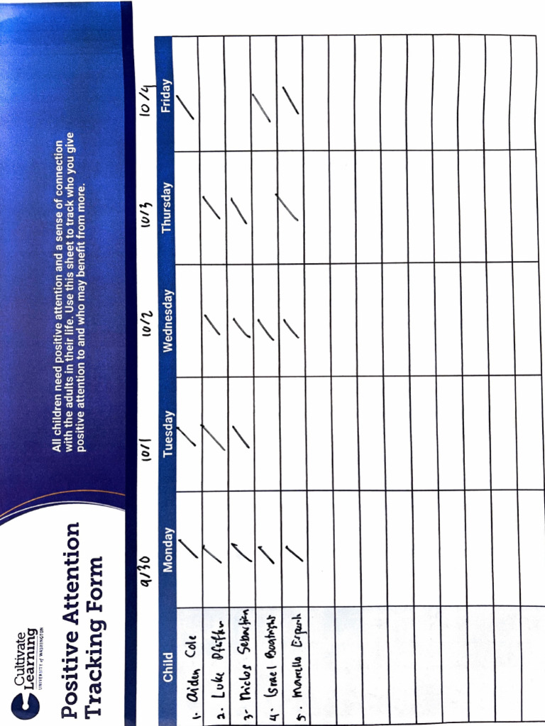 Positive Attention Tracking Form | PDF