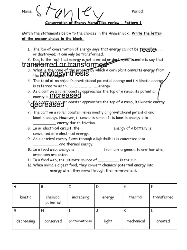Energy and Waves VersaTiles Review | PDF | Waves | Potential Energy