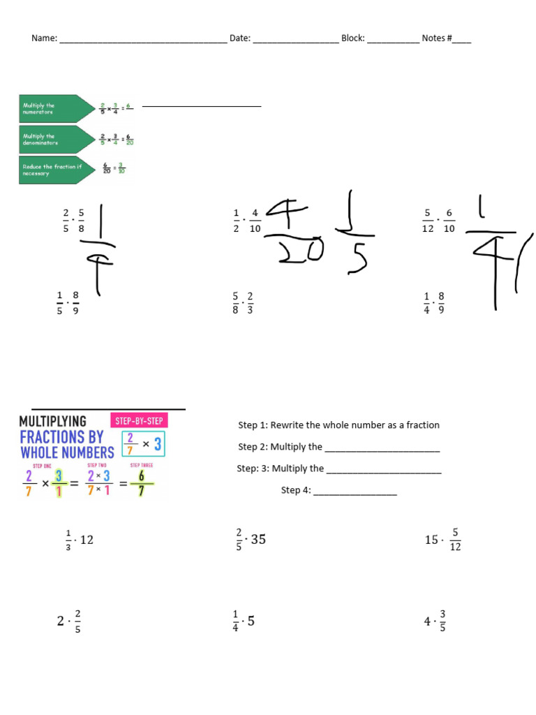 Multiplyingfractionsnotes 1 | PDF | Mathematical Concepts | Multiplication