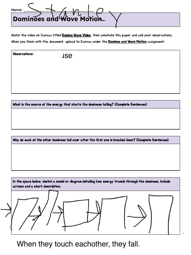 Domino Wave Motion & Energy Transfer | PDF | Waves | Physics