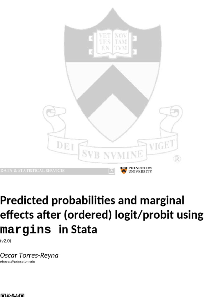 Stata Marginal Effects 01 | PDF | Odds | Mean