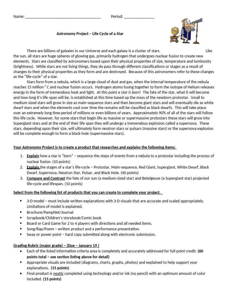 Astronomy Project: Star Life Cycle | PDF | Stars | Nature