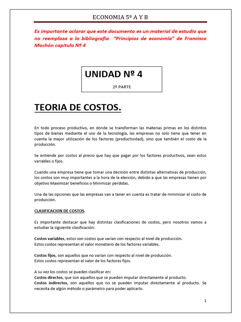 Función de Costos. | PDF | Costo | Business